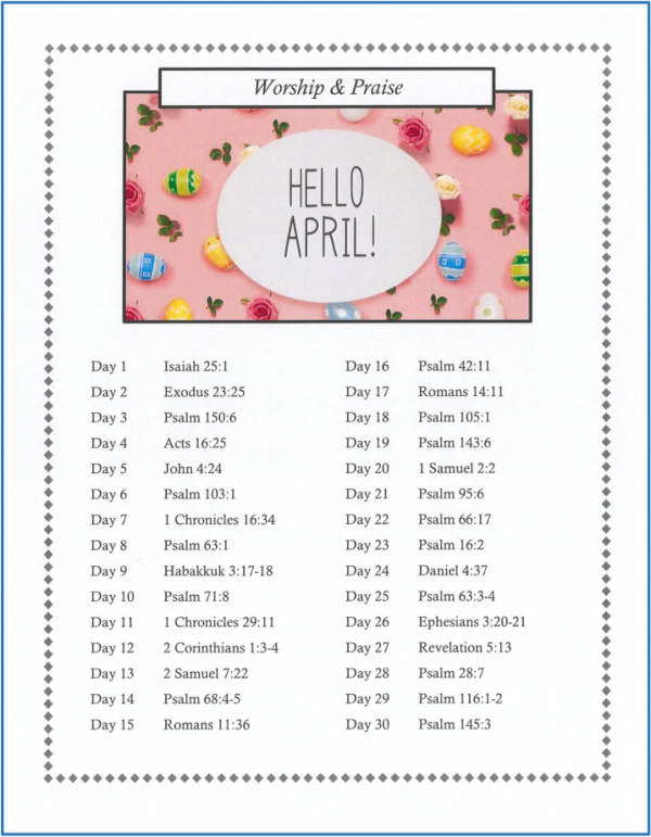 April Scripture List - Chambersburg Church of the Brethren